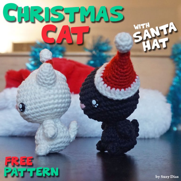 Christmas Cat with a Santa Hat FREE Pattern by Suzy Dias
